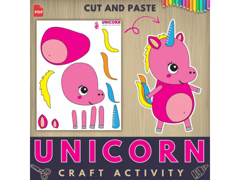Magical Unicorn Craft Activity | Build-a-Unicorn | Color, Cut and Paste ...