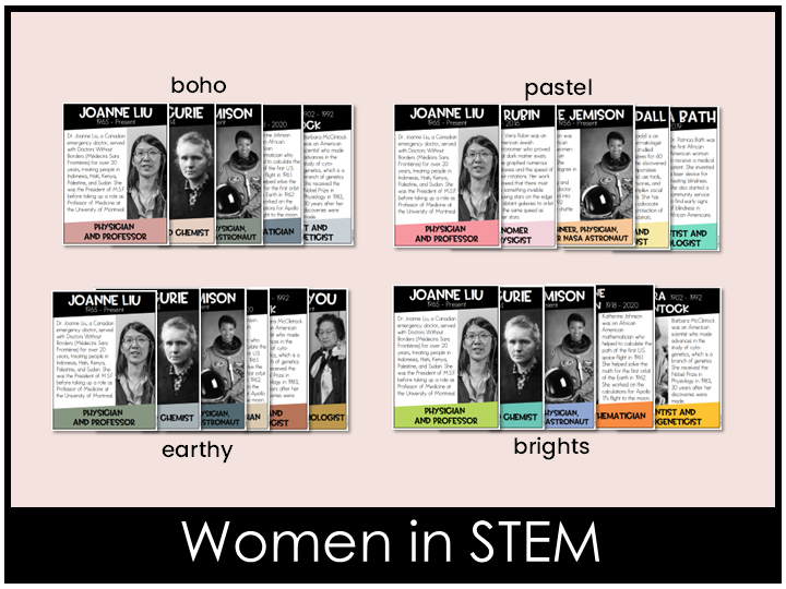 International Women in STEM Careers Posters Scientists, Mathematicians ...