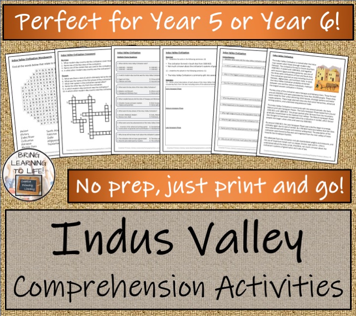 Indus Valley Civilization Reading Comprehension Activities | Year 5 or ...