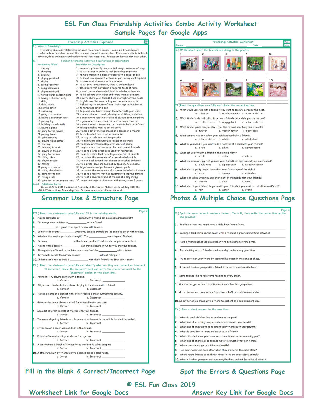 Friendship Activities Interactive Worksheets for Google Apps | Teaching ...