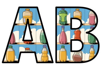 One Use Plastic Bottles Recycle Lettering Set Display Title Letters ...