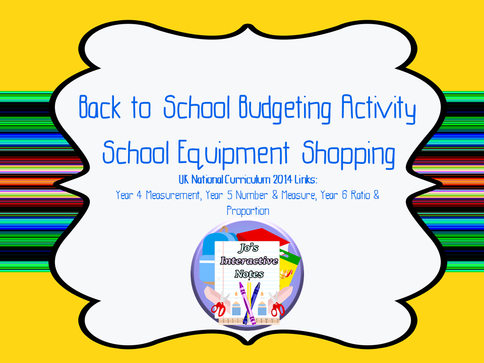 Back To School Budgeting Project Teaching Resources