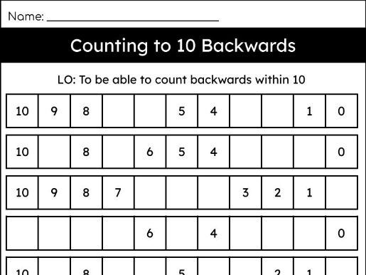 Count backwards within 10 | Teaching Resources
