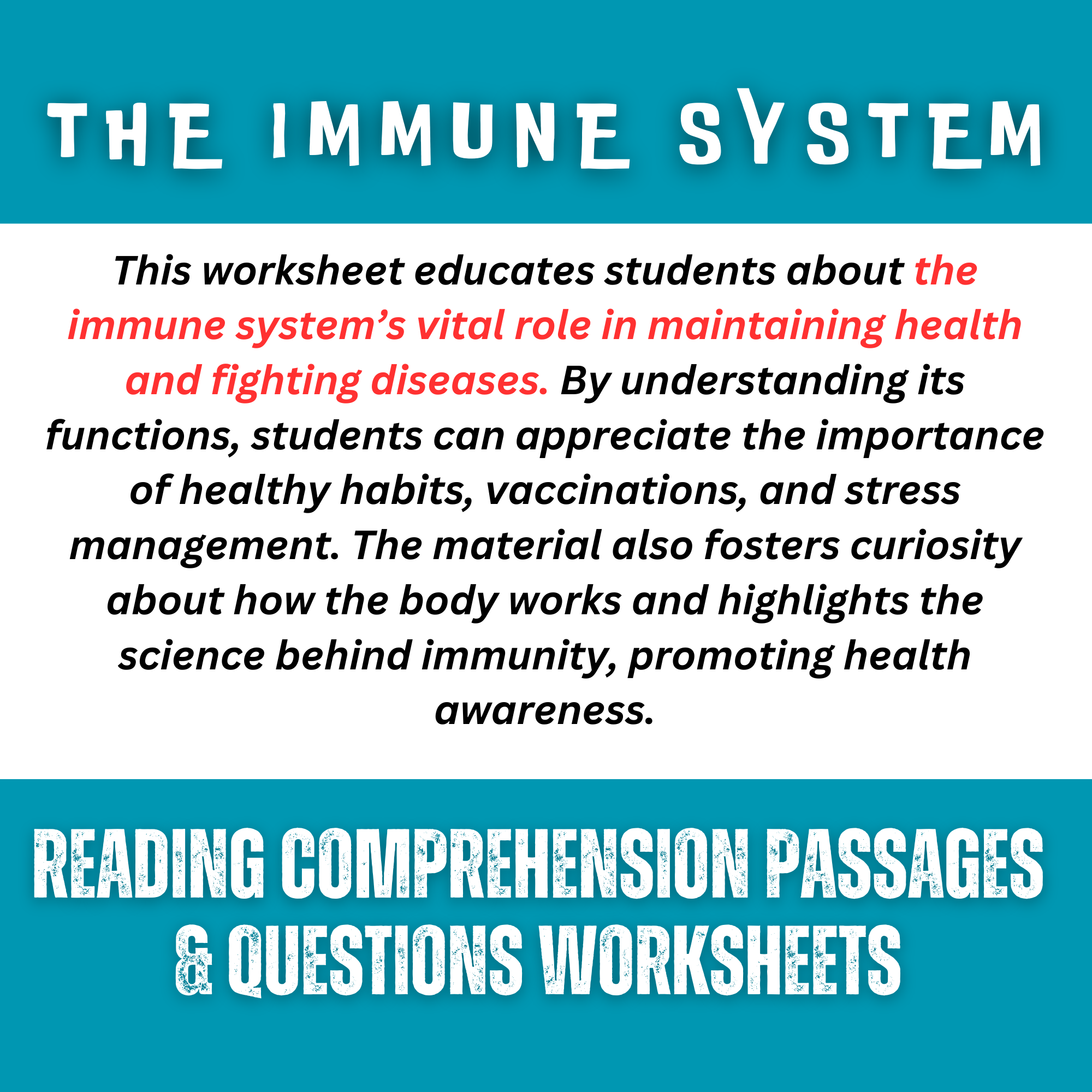 The Immune System - Health Reading Worksheet | Teaching Resources