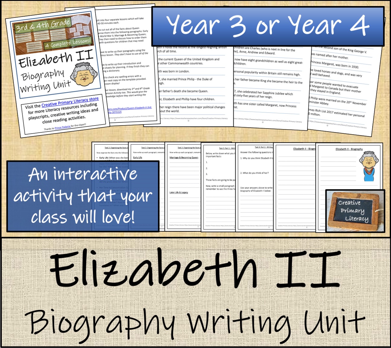 Year 3 or Year 4 Queen Elizabeth II Biography Writing Unit | Teaching ...