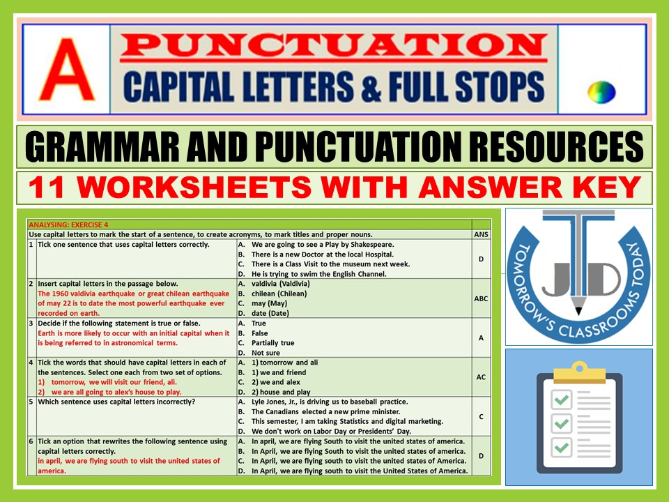 CAPITAL LETTERS AND FULL STOPS BUNDLE Teaching Resources