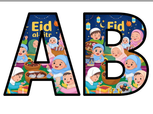 Eid al-Fitr Night Festival Lettering Set Display Title Letters Numbers ...