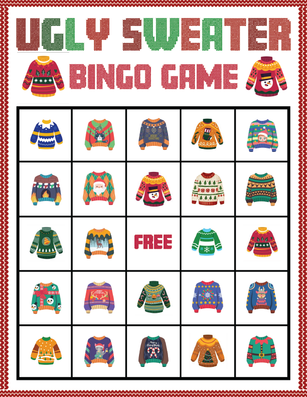 No Prep Ugly Sweater Day Bingo | Fun Winter Christmas Holiday ...