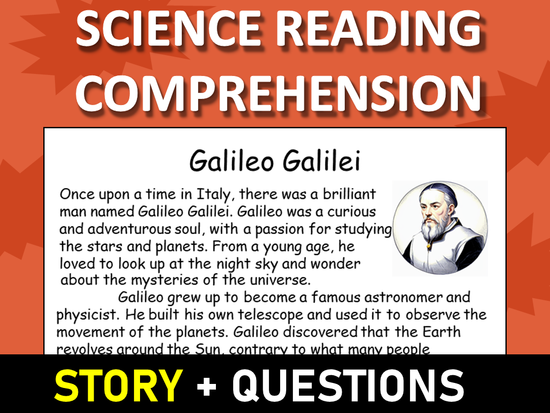 Galileo Galilei Reading Science Story Comprehension Questions Worksheet ...