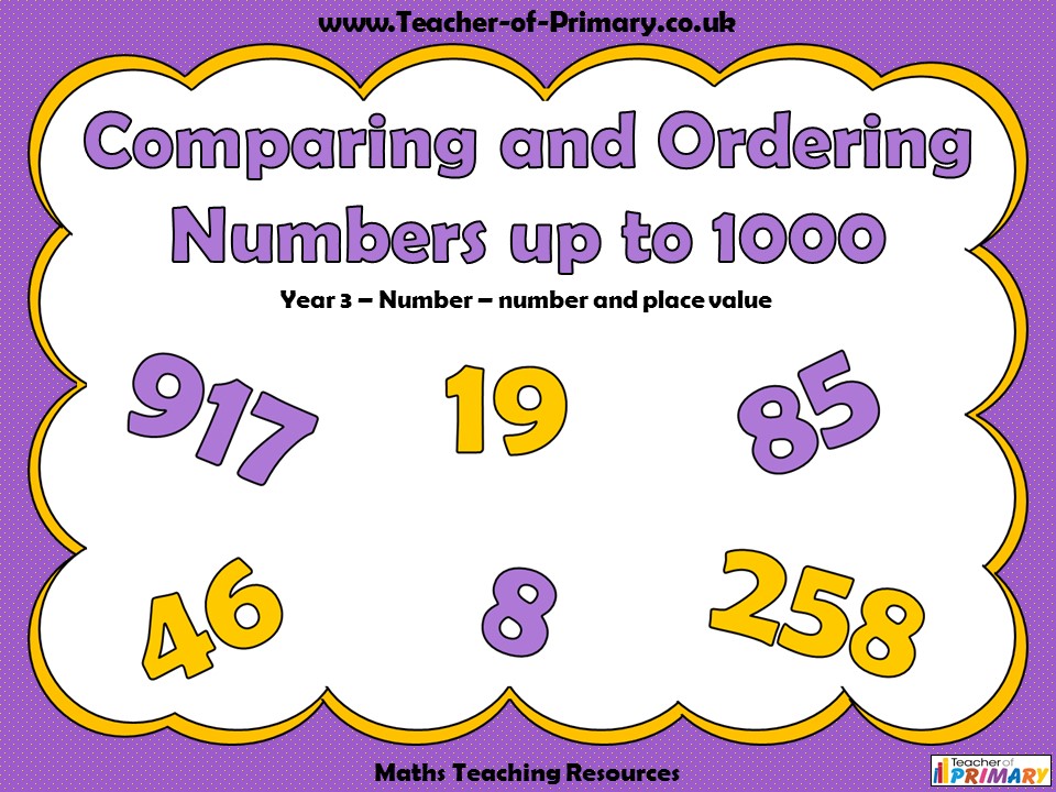 Comparing And Ordering Numbers Up To 1000 Teaching Resources