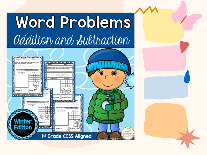 Winter Math Worksheets Addition And Subtraction Word Problems Within 20 
