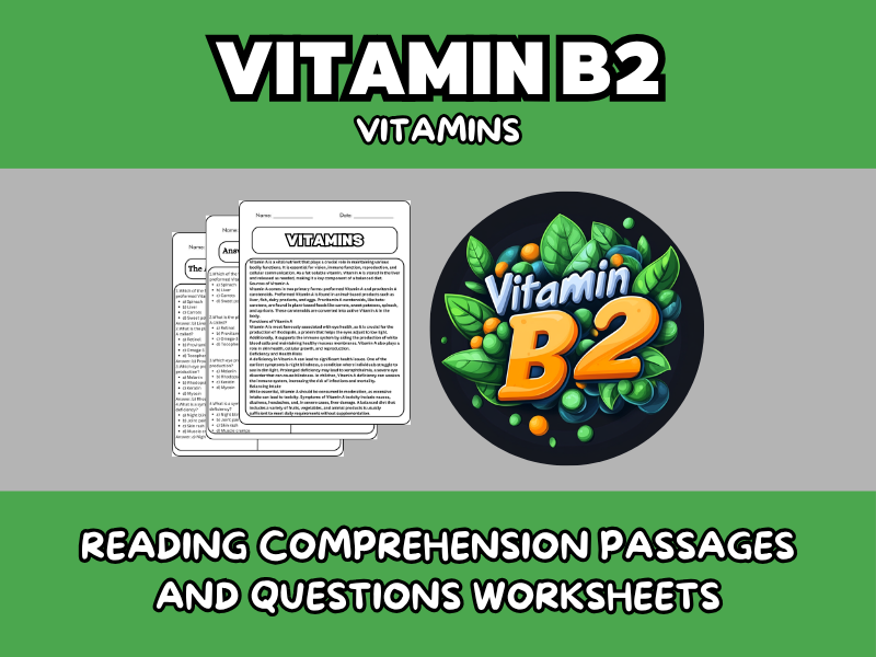 Vitamin B2 - Vitamins Reading Comprehension Passages and Questions ...