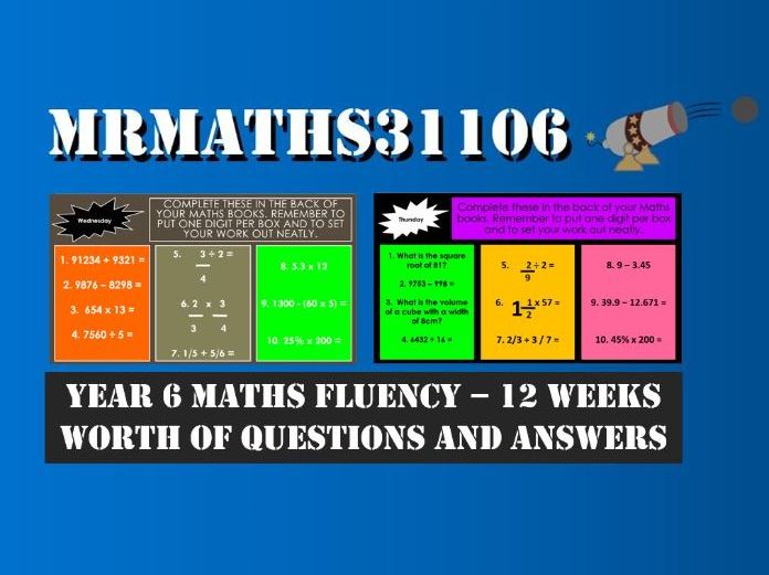 Daily Maths Fluency Year 6 Teaching Resources