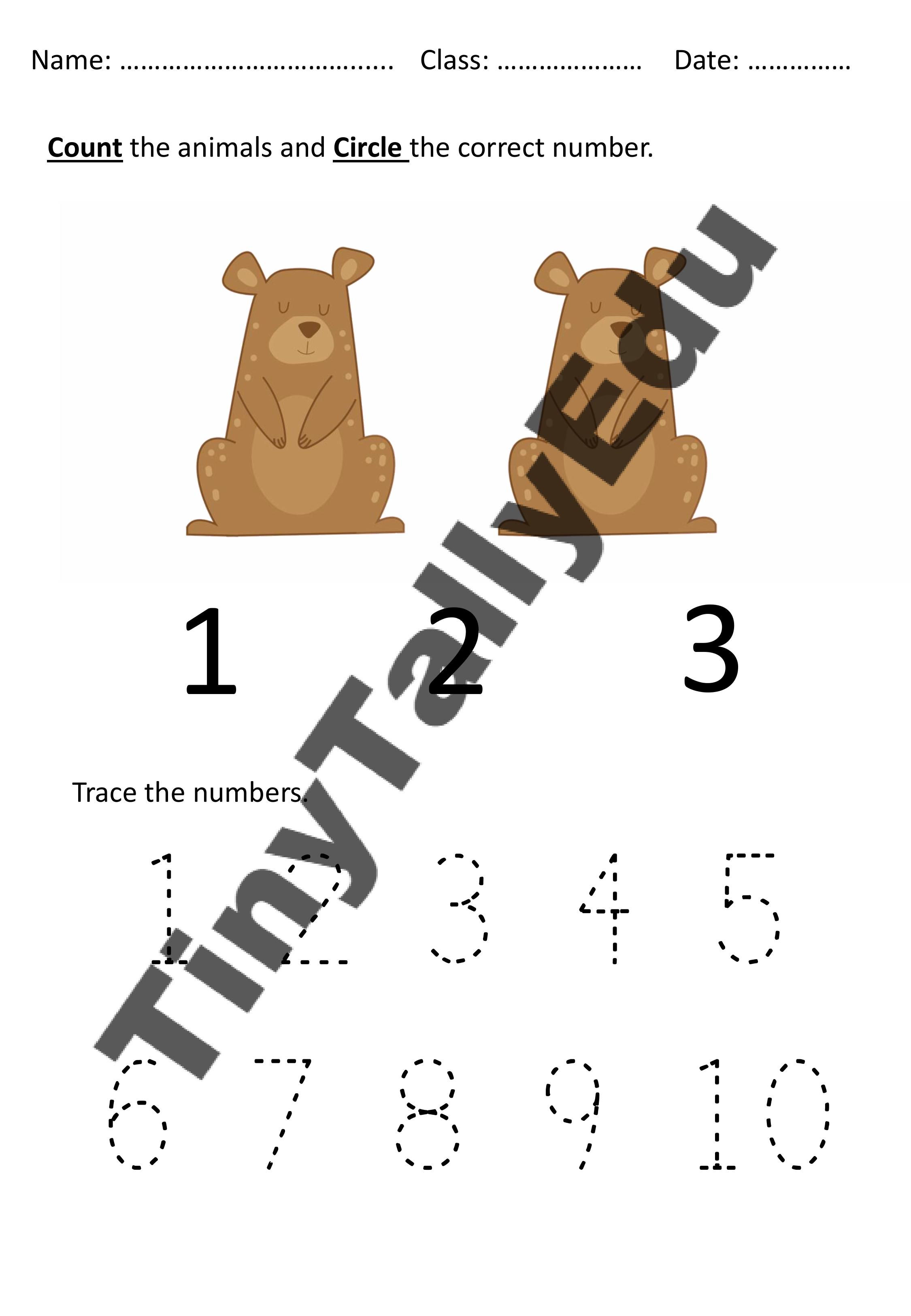 Count and Trace Numbers 1–3 | EYFS Math Worksheets | Preschool Counting ...