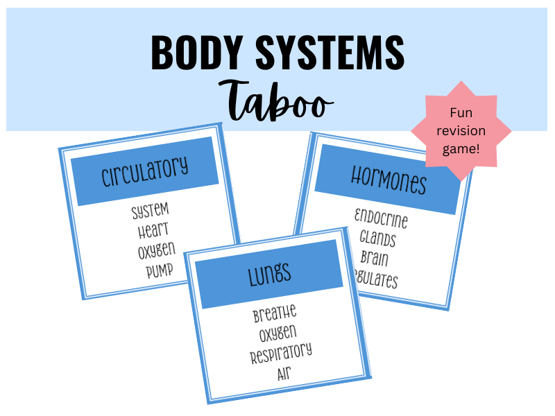 Body Systems Taboo Revision Game | Teaching Resources