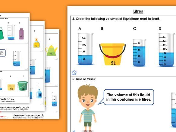 Year 2 Litres Summer Block 4 Maths Homework Extension | Teaching Resources