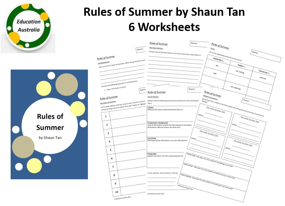 Rules of Summer by Shaun Tan - 6 Worksheets - Reading Comprehension ...