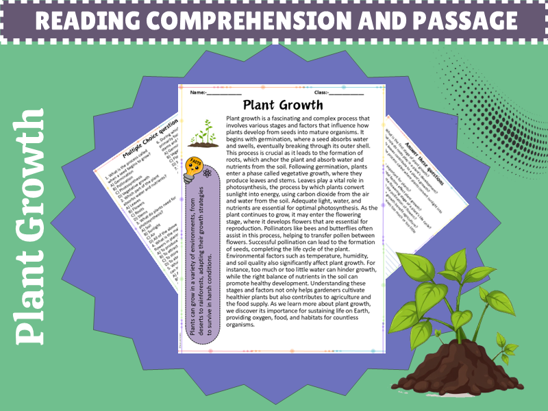 Understanding Plant Growth: Engaging Reading Passage and Thought ...