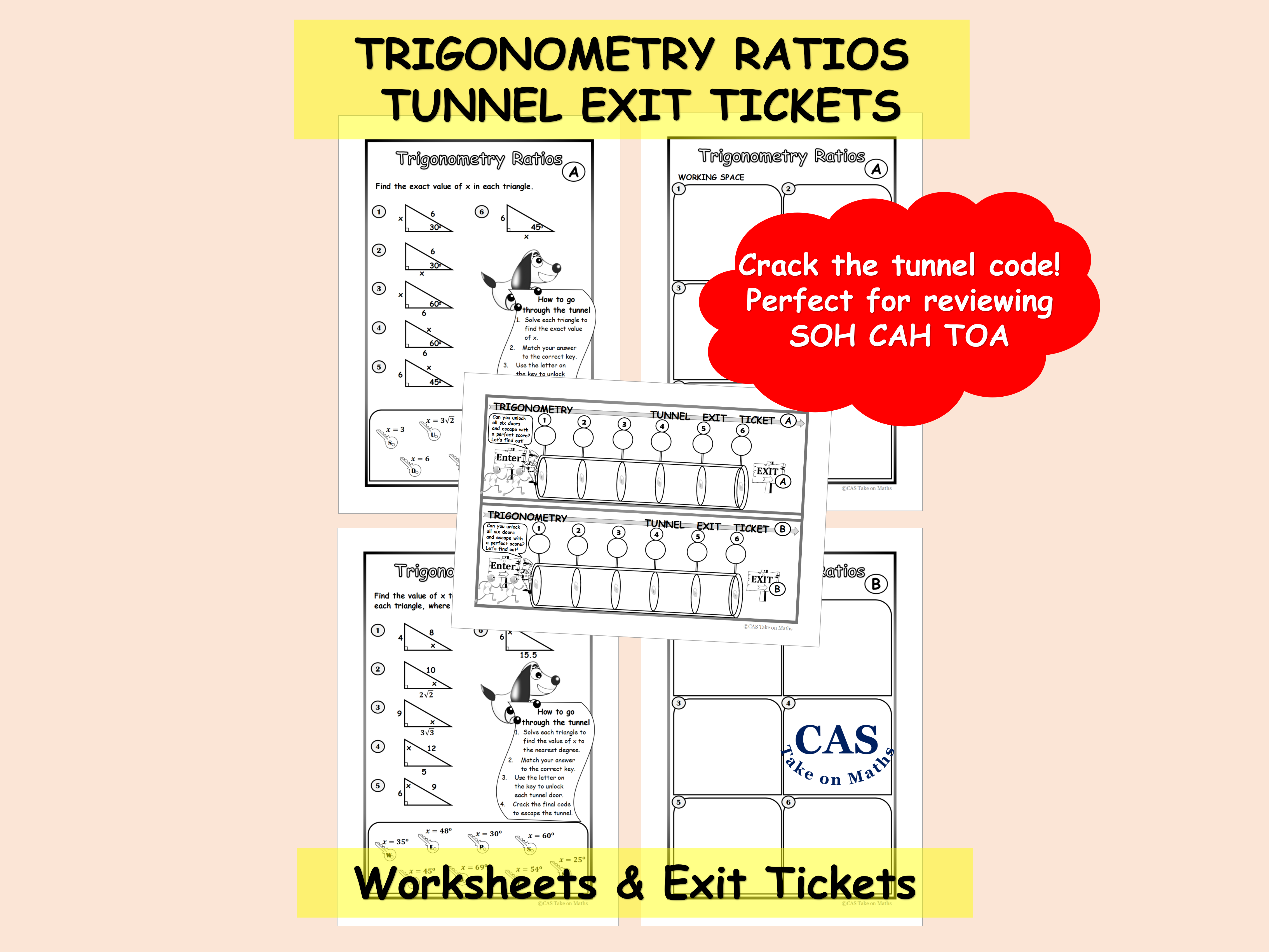 Right Triangle Trigonometry Exit Ticket ~ Crack the Code & Escape the ...