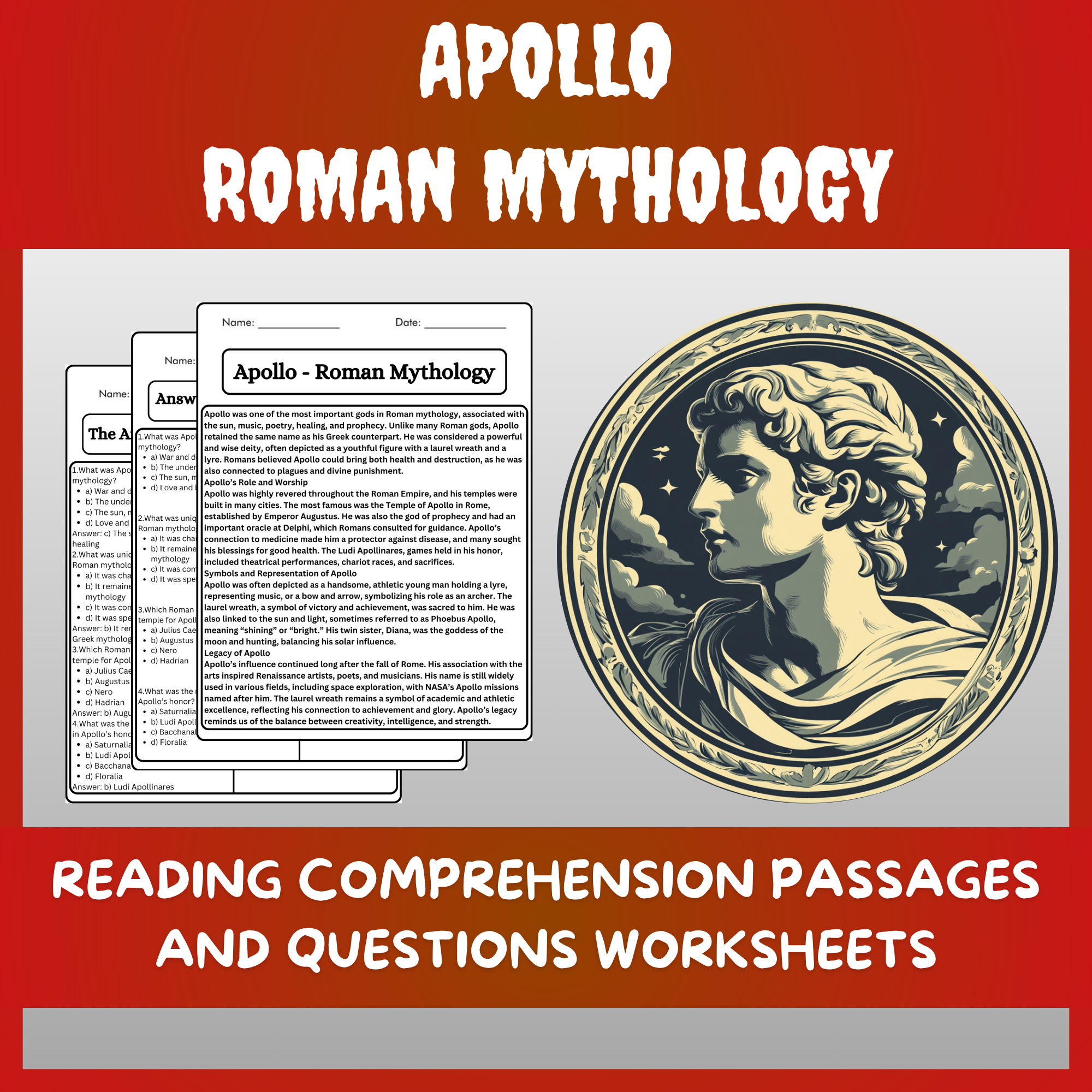 Apollo - Roman Mythology Reading Comprehension Passages & Questions ...