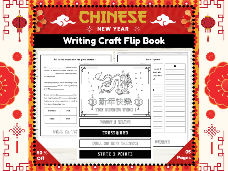Chinese New Year Flip Book : Interactive Reading and Writing Craft for ...