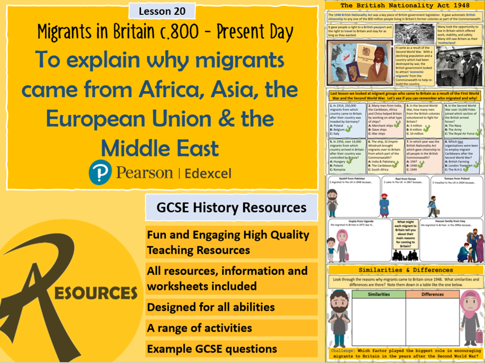 GCSE HISTORY EDEXCEL: Migrants in Britain 1900-Present: Migration Asia ...