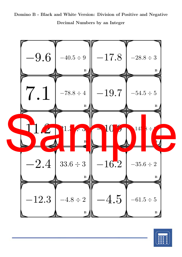 Domino | Division of Positive and Negative Decimal Numbers by an ...