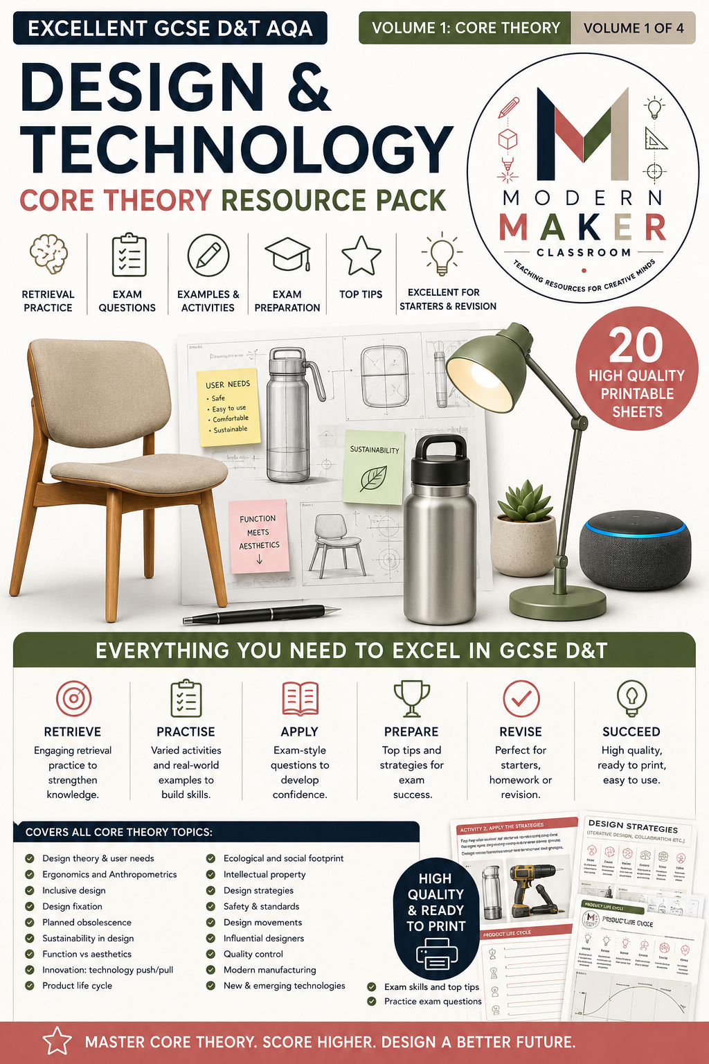 GCSE Design & Technology AQA – Core Theory Resource Pack | Volume 1 of ...