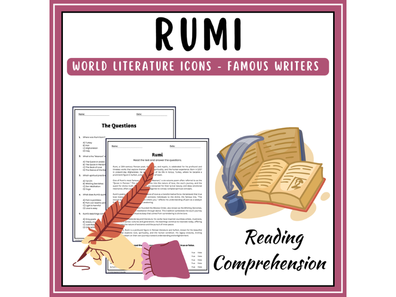 Rumi: An Exploration of His Life and Poetry Reading Comprehension ...