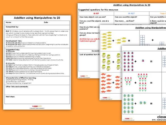 Early years addition and subtraction resources