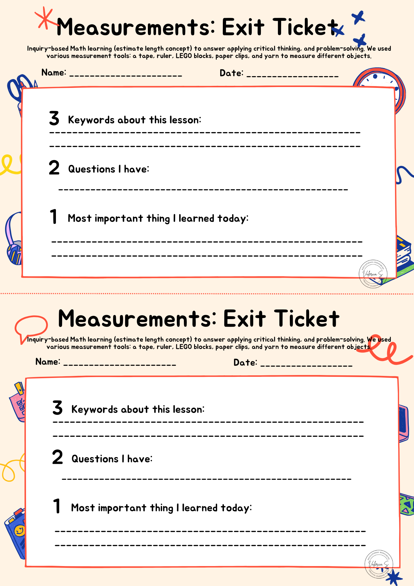 Inquiry Exit Ticket: Measurements KS2 | Teaching Resources