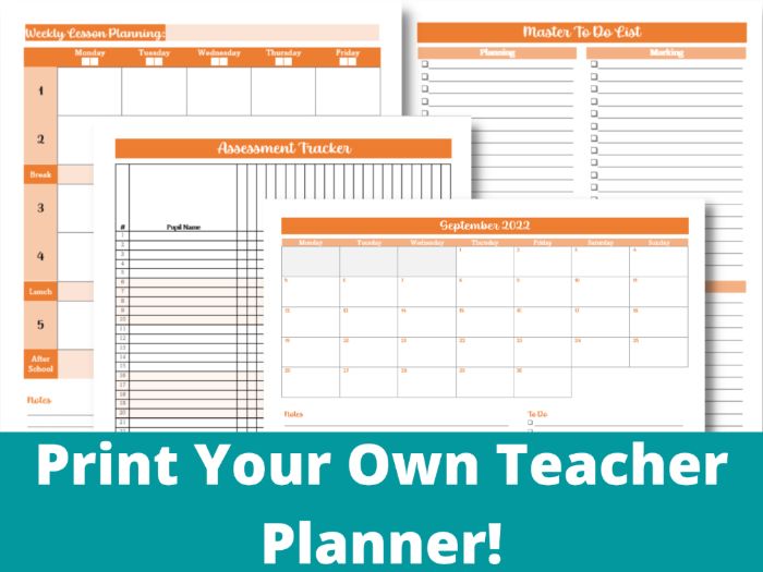 Print Your Own Teacher Planner Teaching Resources