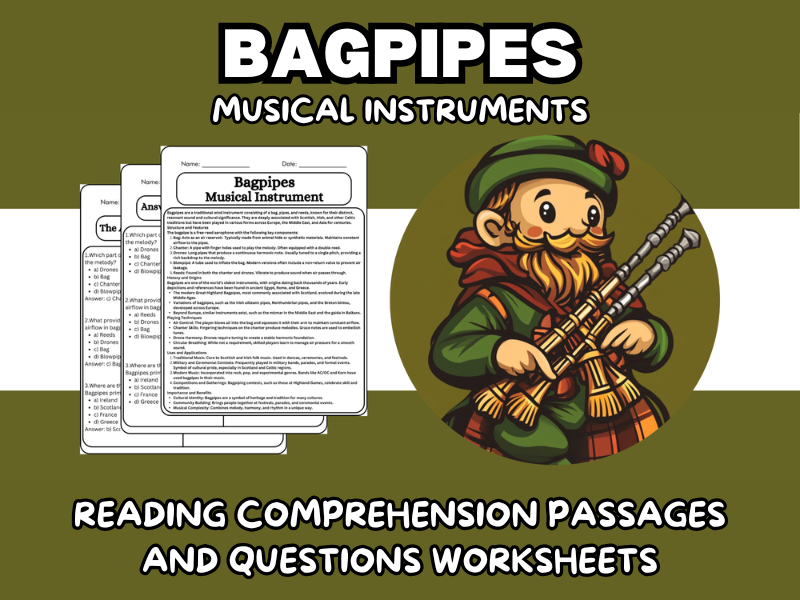 Bagpipes - Musical Instruments Reading Comprehension Passages and ...