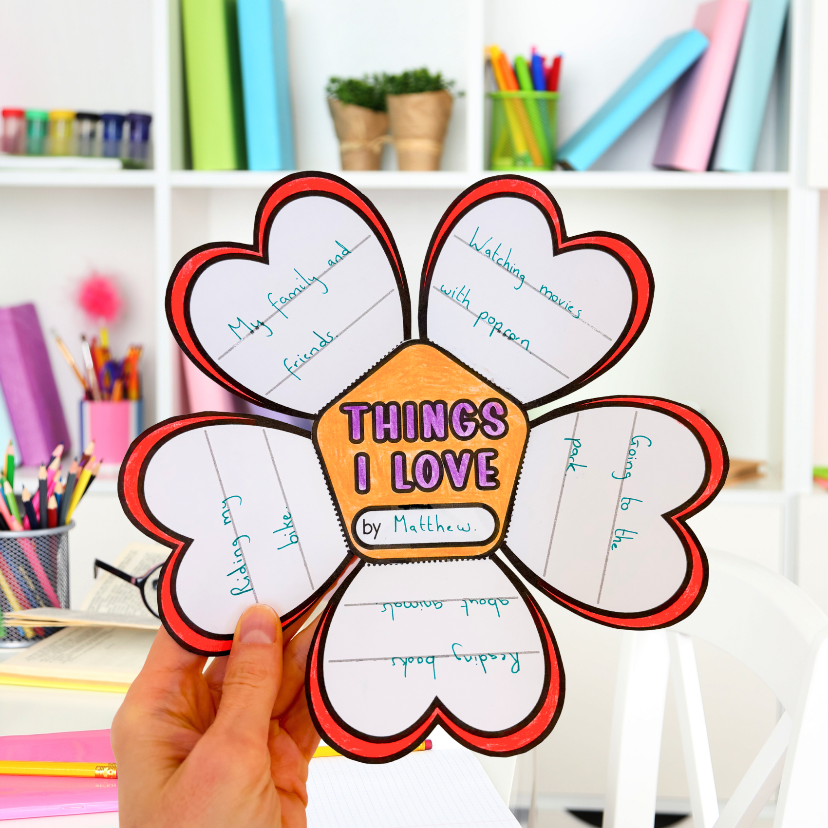 Valentine's Day things I love flower writing craft activity | Teaching ...