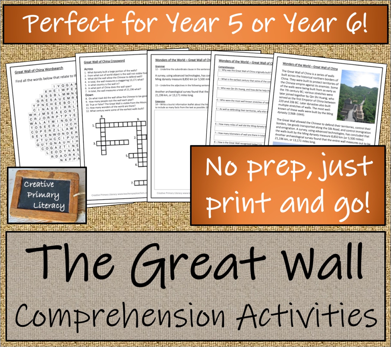 UKS2 Great Wall of China Reading Comprehension Activity | Teaching ...
