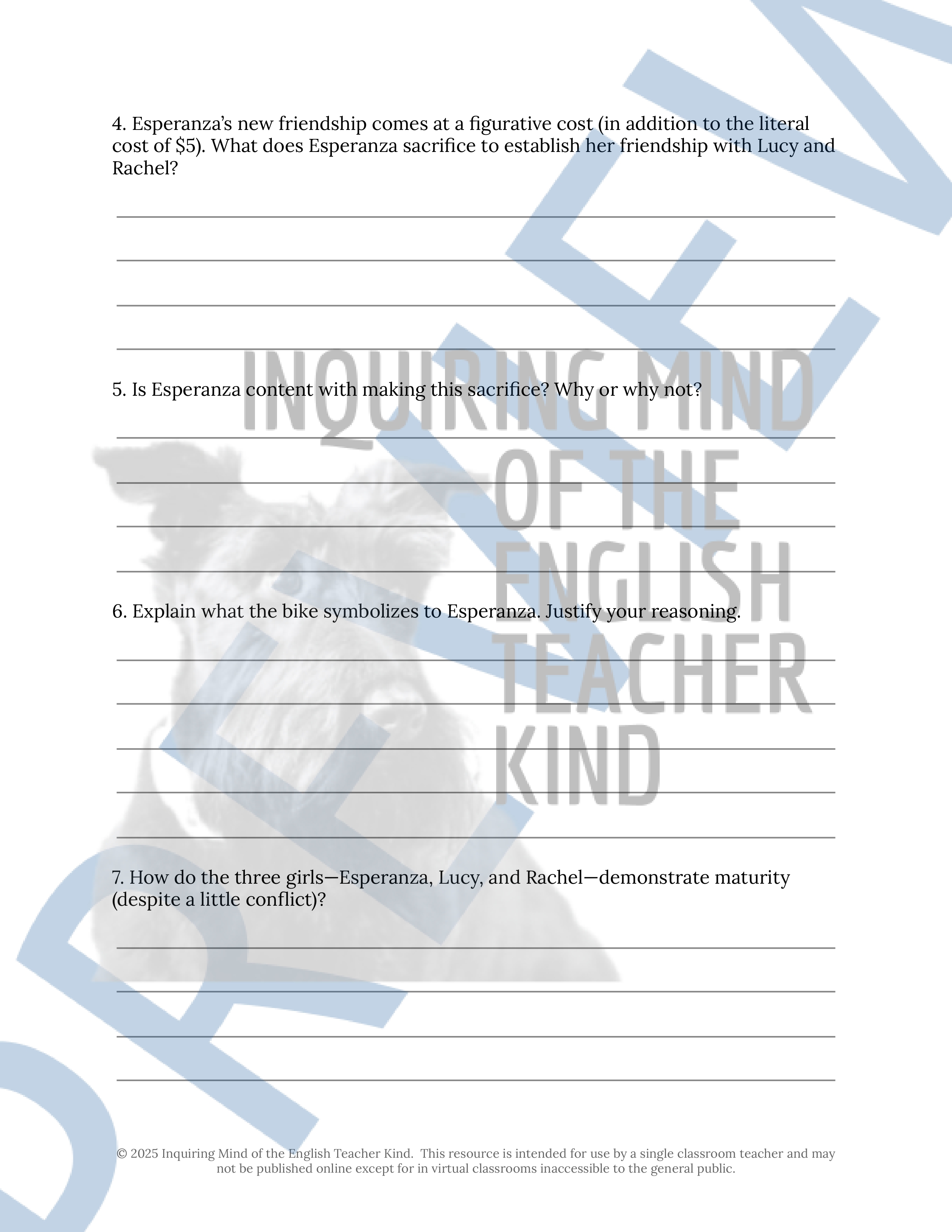 House on Mango Street Close Reading Analysis Worksheet | Our Good Day ...