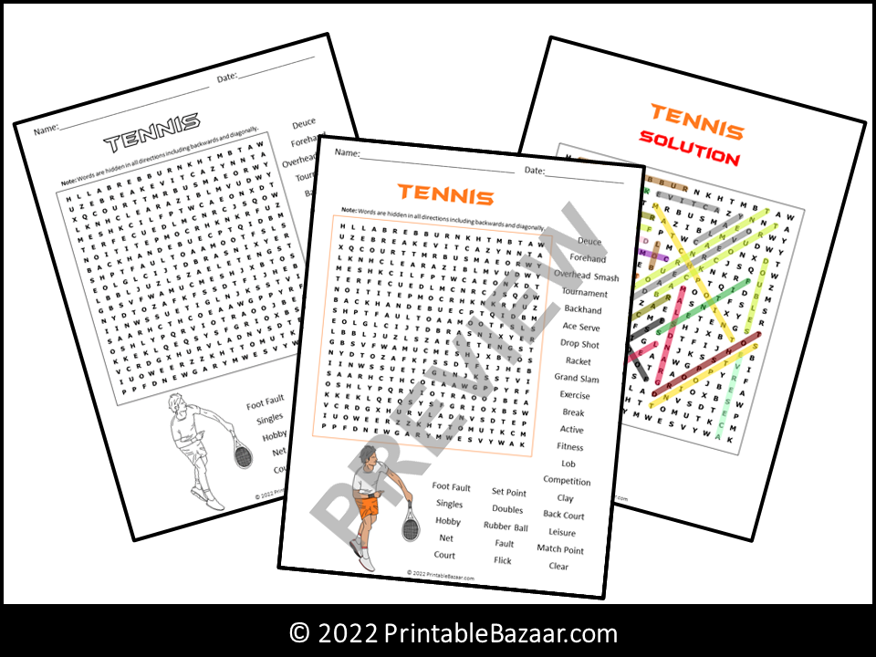 Tennis Word Search Puzzle | Teaching Resources