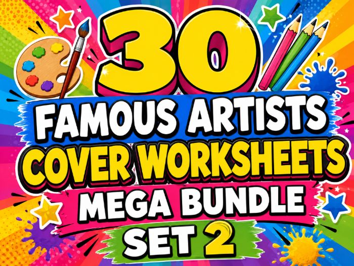30 Famous Artists Cover Worksheets Bundle Set 2 | KS3 Art Cover Lessons ...
