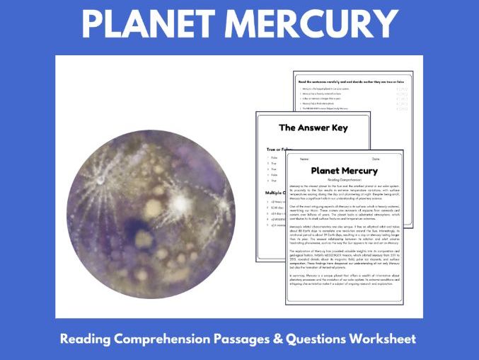 Planet Mercury: Reading Comprehension Passages & Questions Worksheets ...