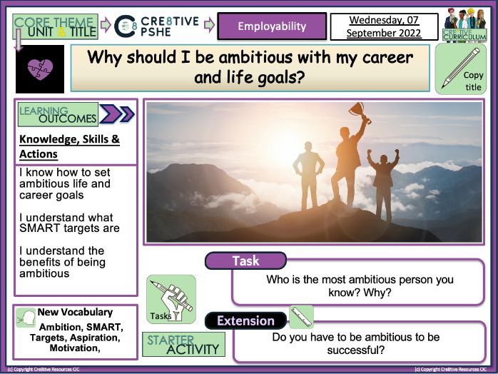 Ambition Life Goals Careers | Teaching Resources