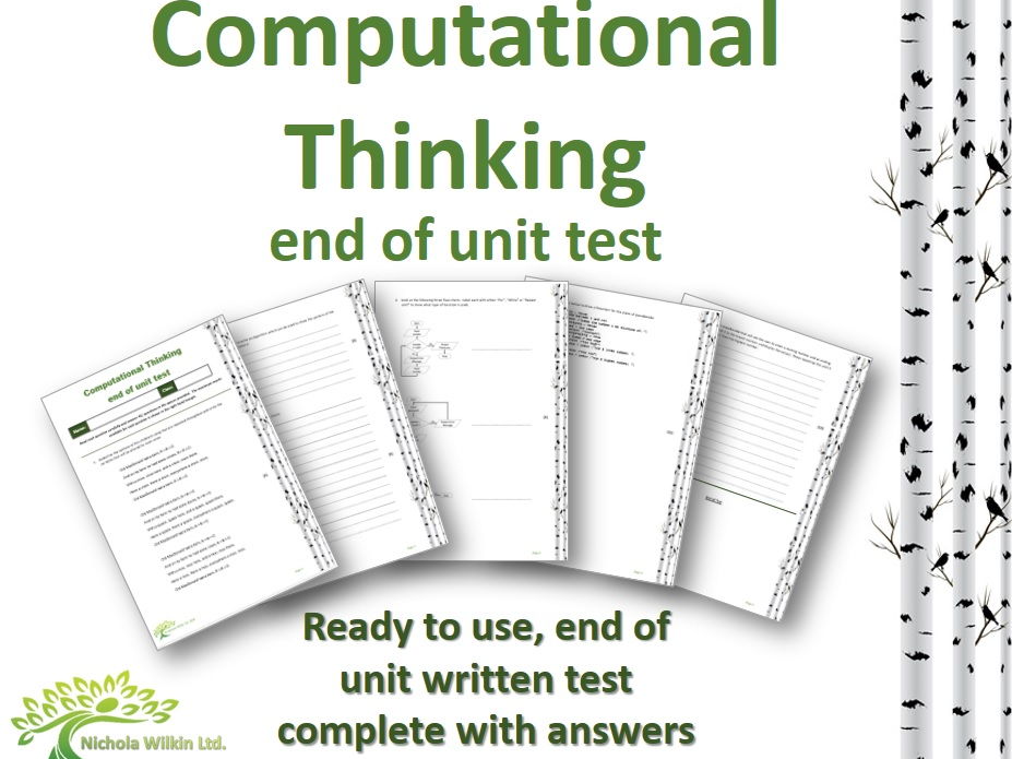 Computational Thinking End Of Unit Test Teaching Resources
