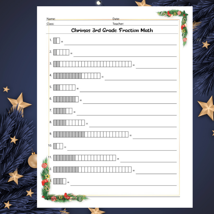 Christmas Fraction Math Activities – 3rd Grade | 27 No-Prep Worksheets ...