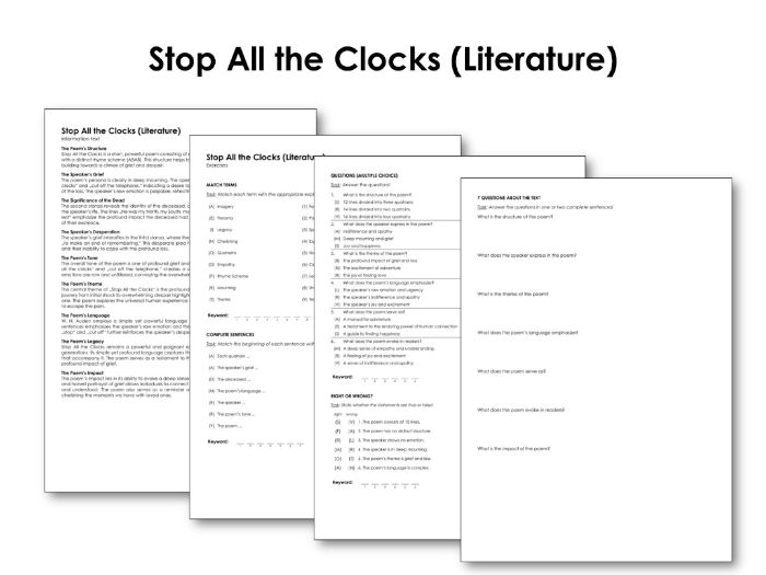 Stop All the Clocks (Literature) | Teaching Resources