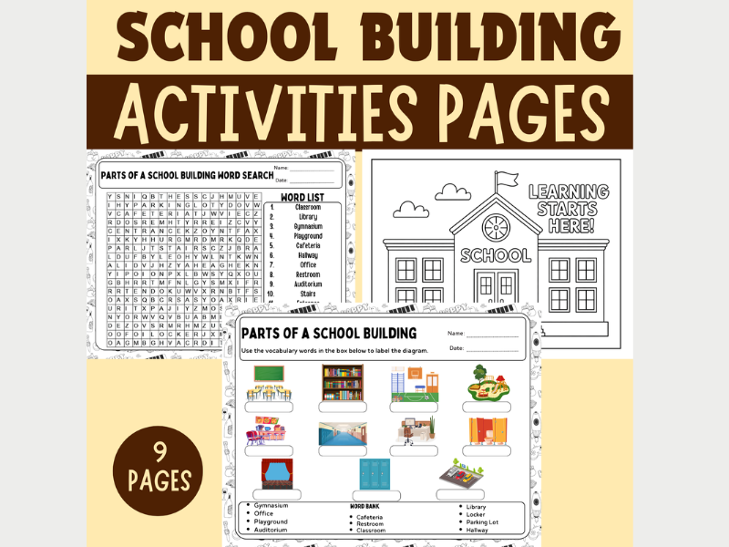 Parts of a School Building Labeling Worksheet: Classroom Vocabulary ...