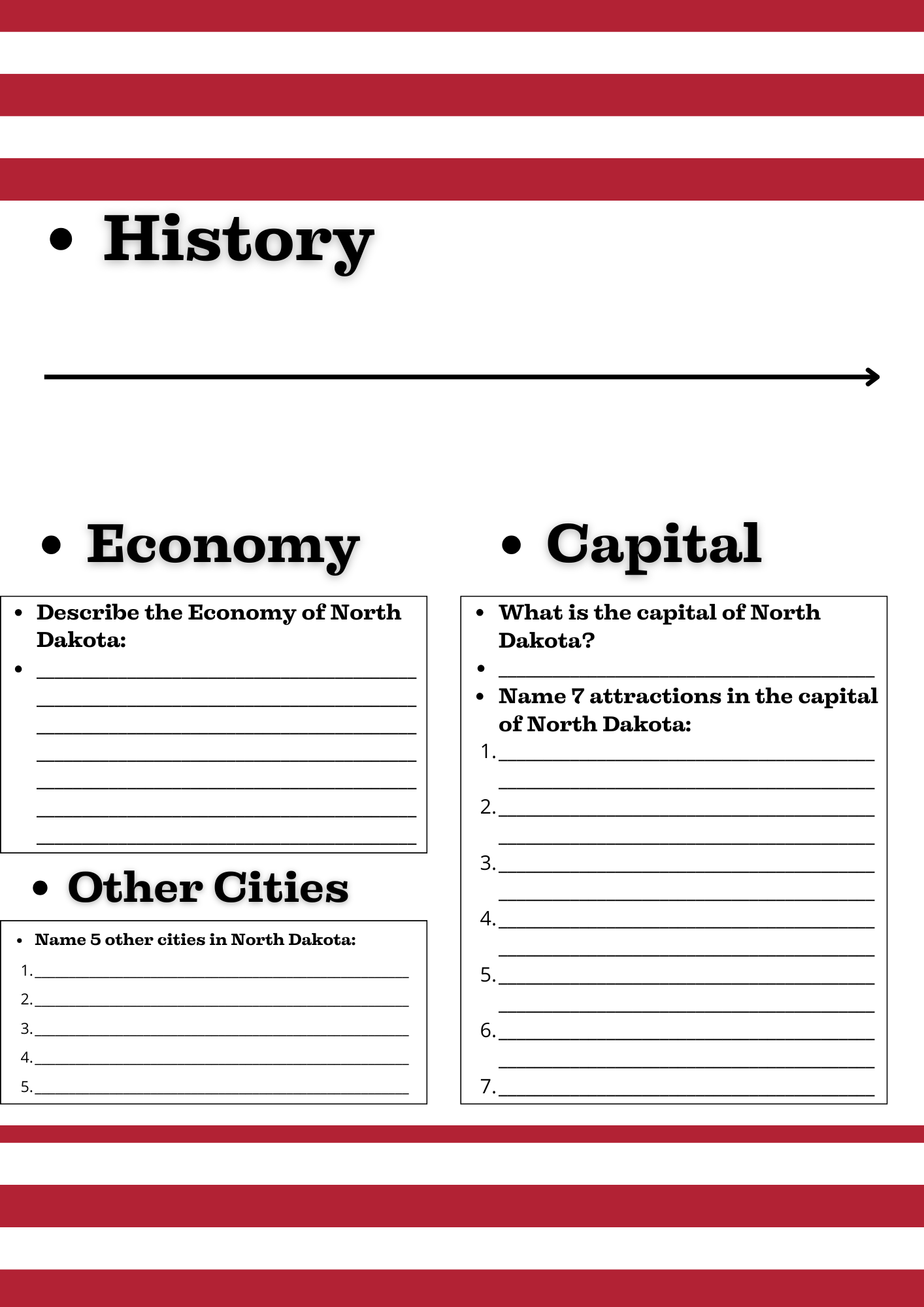 US State Study Guide Worksheets on North Dakota | Teaching Resources