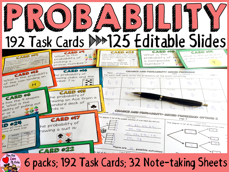 CHANCE AND PROBABILITY BUNDLE: EDITABLE SLIDES:SHEETS: TASK CARDS ...
