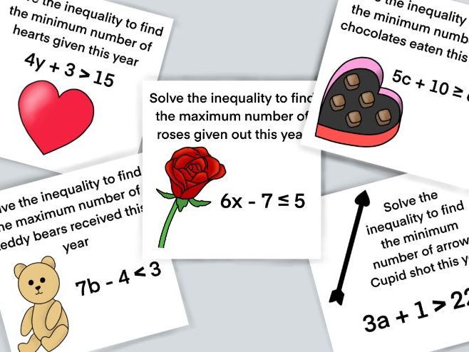 Valentine s Day KS3 Maths Activities Inequalities Teaching Resources