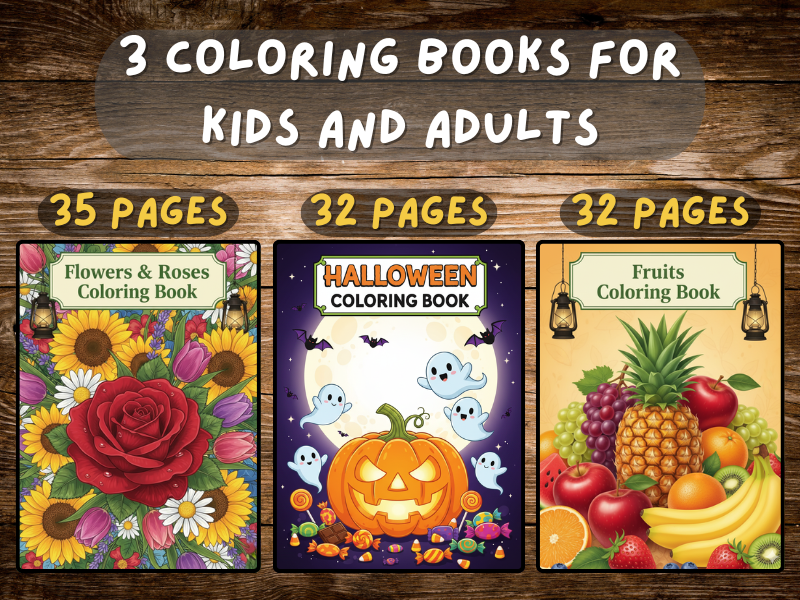Educational Coloring Book Bundle – Halloween, Flowers & Roses, and ...