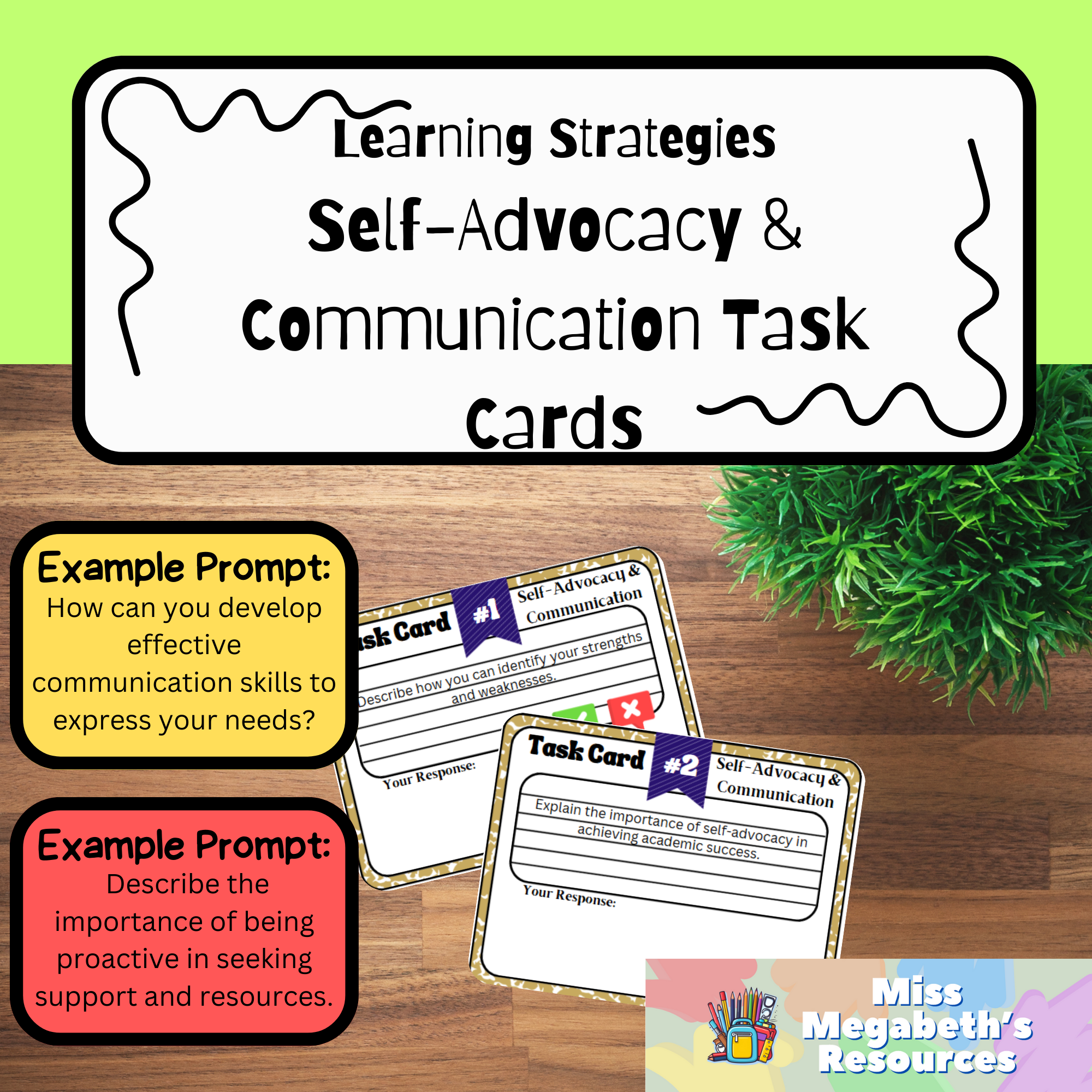 Learning Strategies: Self-Advocacy & Communication Task Cards (Special ...