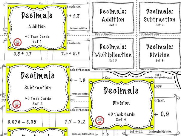Free Download - Decimals Task Cards by GottaLuvItCreations - Teaching ...